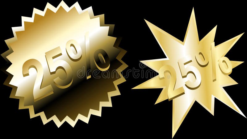 25 Golden Luxury Percent Number Sticker Pack Collection Stock Vector ...