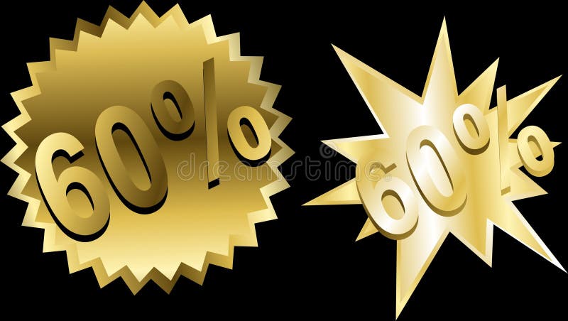 60 Golden Luxury Percent Number Sticker Pack Collection Stock Vector ...