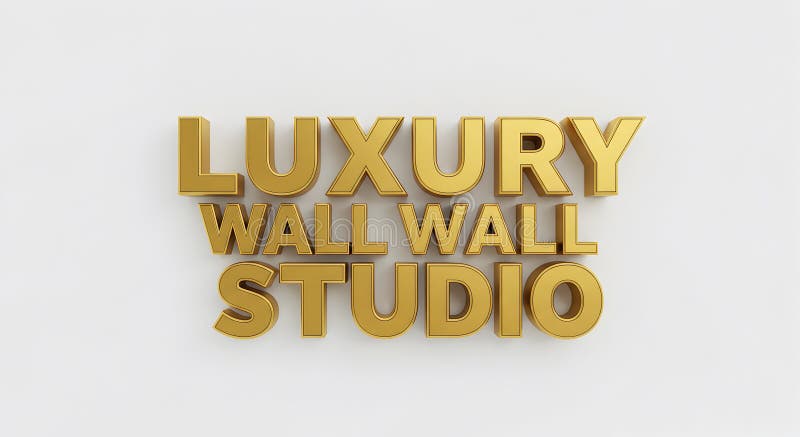Golden Luxury Wall Studio Text Render with Minimalist Design Elements ...