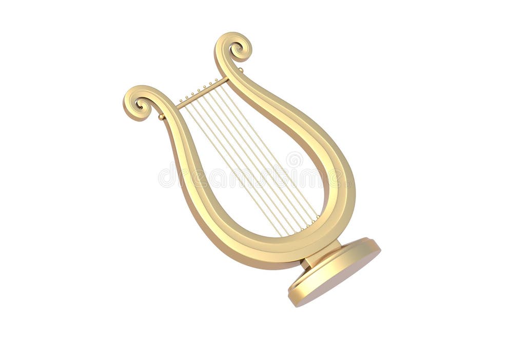 Golden Lyre Isolated on White Background Stock Illustration ...