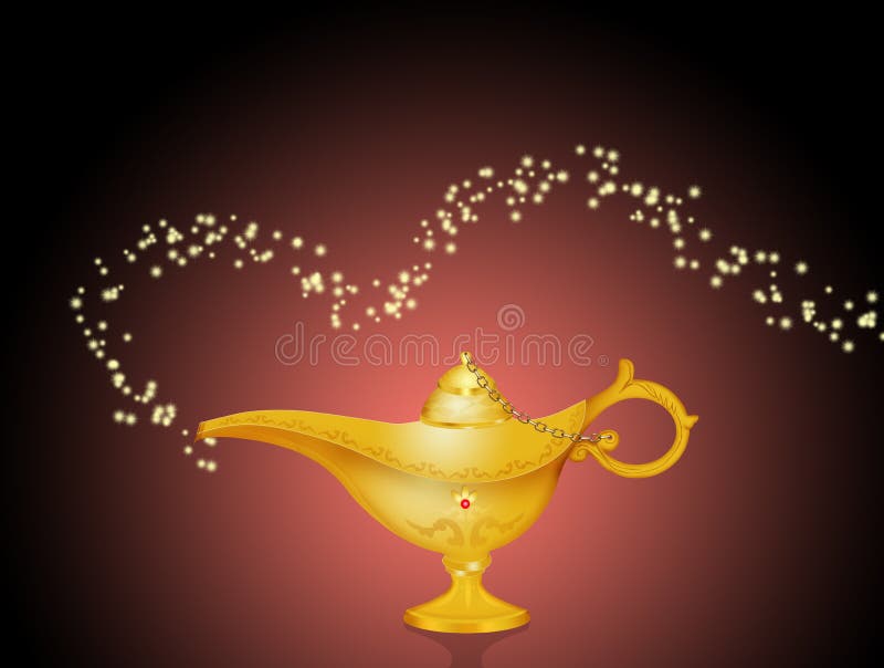 Golden magic lamp stock illustration. Illustration of antique - 96891696