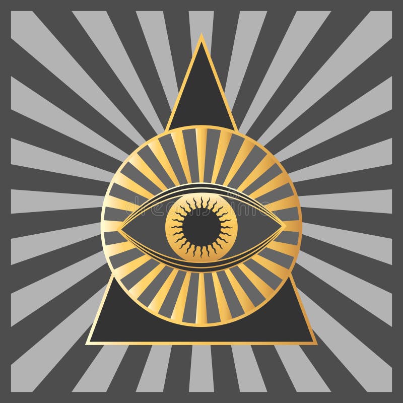 Golden Magical All Seeing Eye Symbol Emblem in Triangle. Mystical Boho ...