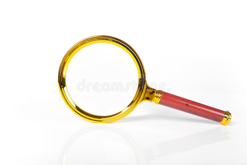 Magnifier on Colored Paper. Top View. Search Concept Stock Photo ...