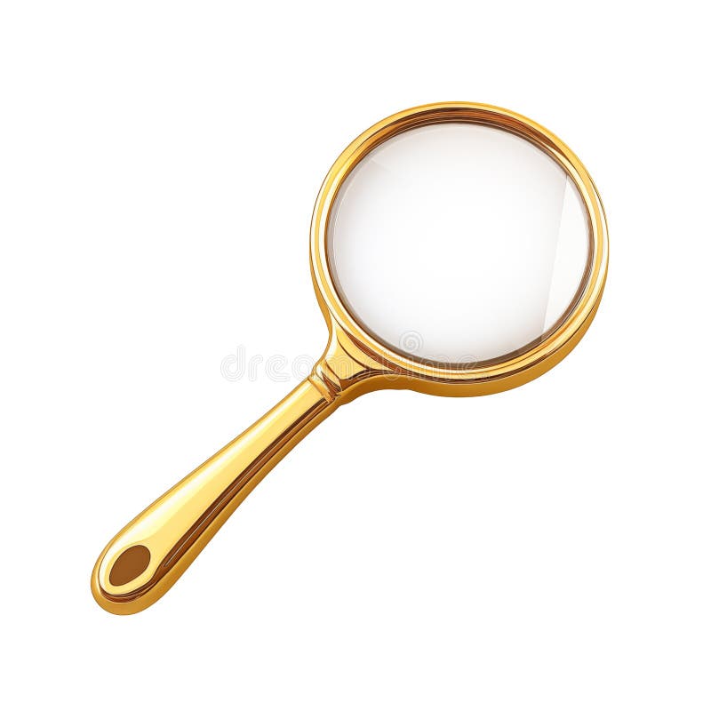 Golden Magnifying Glass on White Background Stock Illustration ...