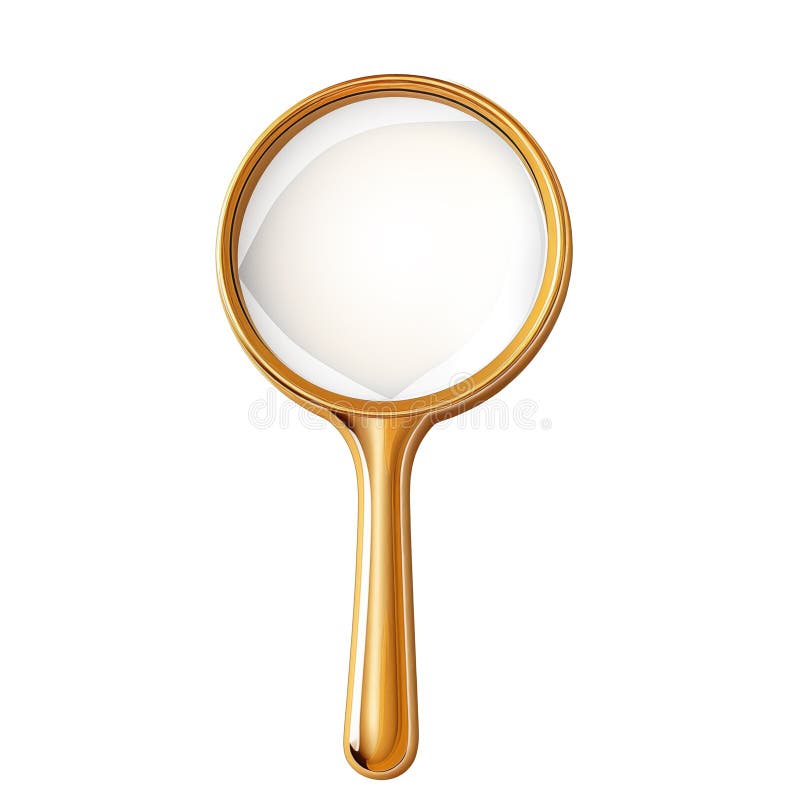 Golden Magnifying Glass on White Background Stock Illustration ...