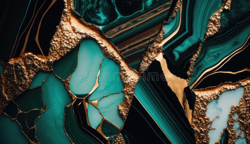 Golden Malachite Marble Texture. Generative AI Stock Illustration ...