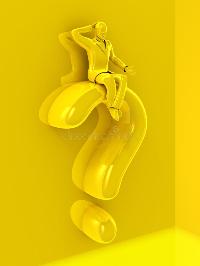 Golden Man on Gold Question Stock Illustration - Illustration of glossy ...