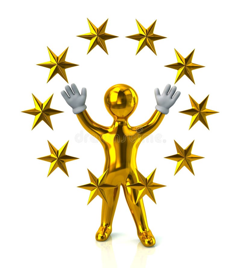Golden Man with Golden Stars Stock Illustration - Illustration of ...