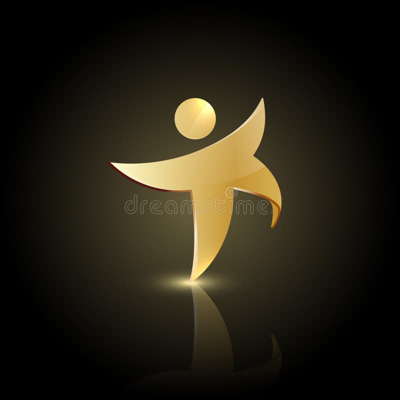 Golden Man Shape in Motion Icon. Stock Illustration - Illustration of ...