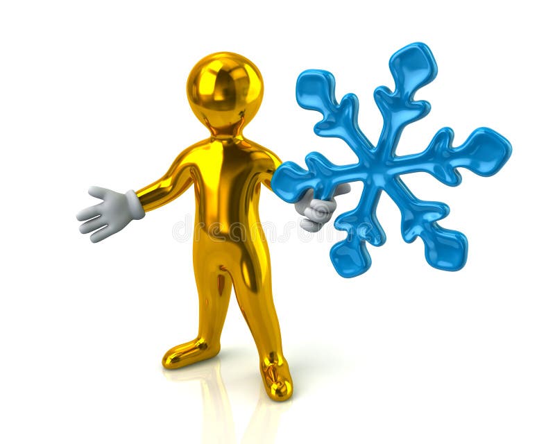 Golden man with snowflake stock illustration. Illustration of christmas ...