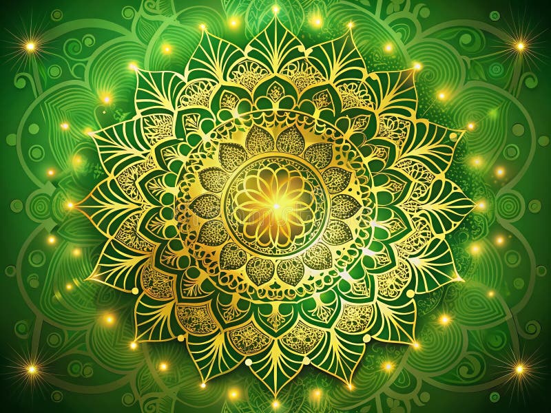 Golden Mandala Design with Light Effects on Green Screen a Stunning ...