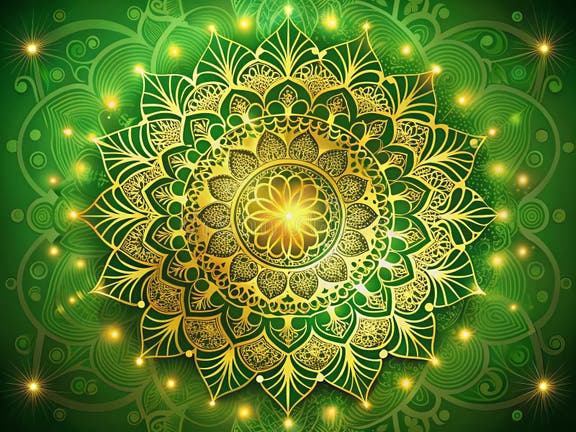 Golden Mandala Design with Light Effects on Green Screen a Stunning ...