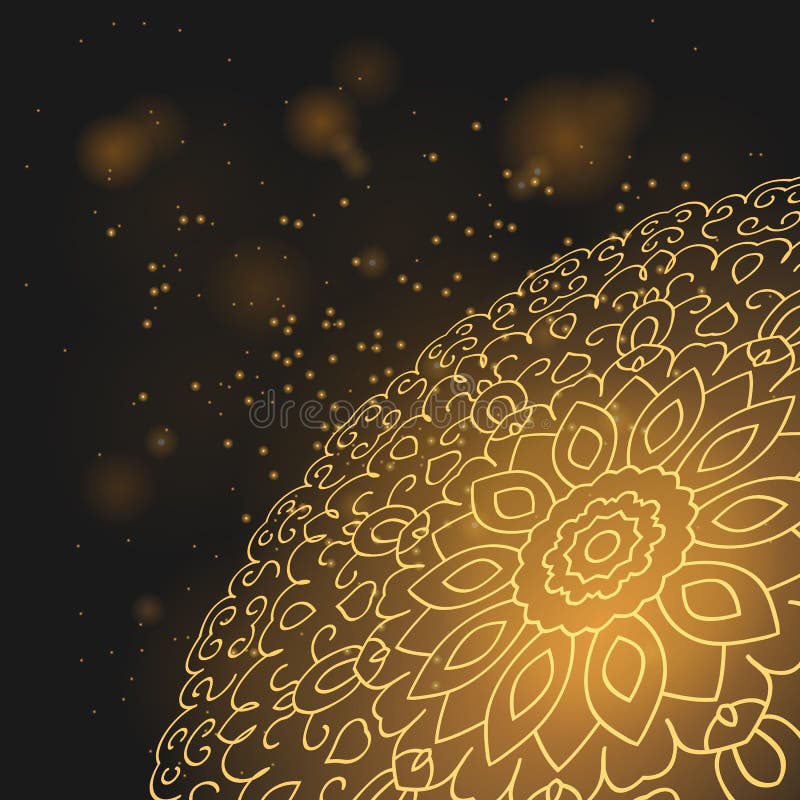 Golden Mandala Planet in the Night Stock Illustration - Illustration of ...