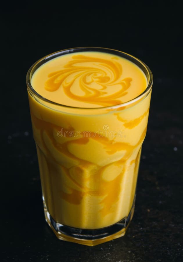 Golden Mango Lassi in Glass on Dark Background Stock Illustration ...