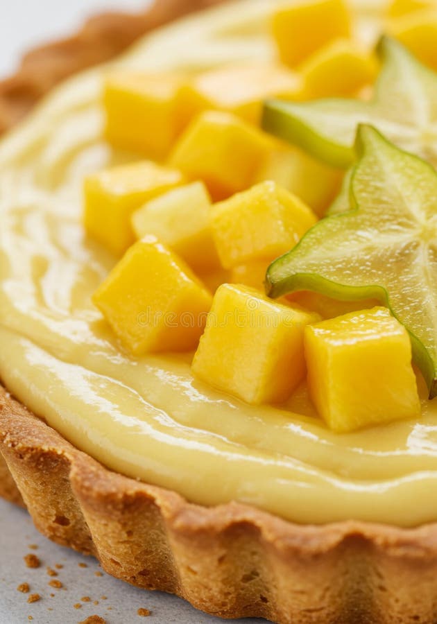 Golden Mango and Starfruit Custard Tart Stock Illustration ...
