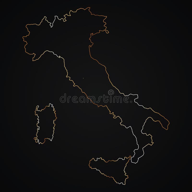 Golden Map Outline of Italy on Dark Background Stock Vector ...