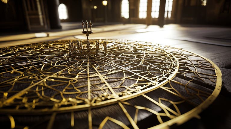Golden Map, Trident, Ancient Hall, Sunlight, Fantasy Game Stock Photo ...