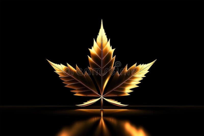 Golden Maple Leaf on Black Background Stock Illustration - Illustration ...
