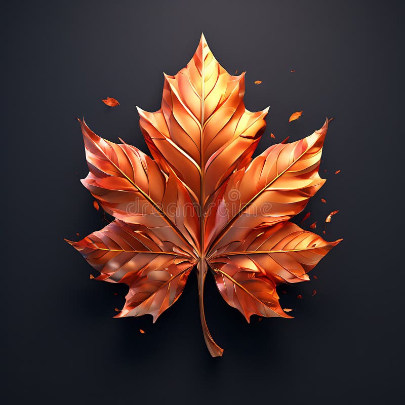 Golden Maple Leaf with a Dramatic Composition Stock Illustration ...