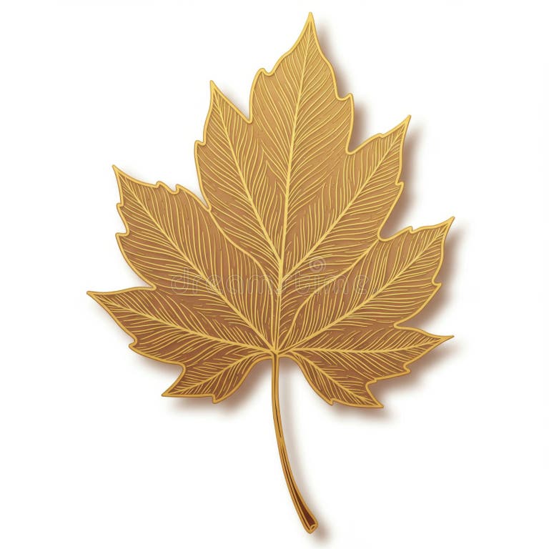 Golden Maple Leaf Illustration on White Background Stock Illustration ...