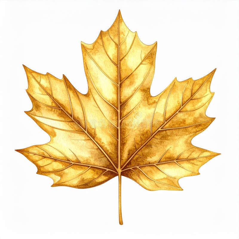 Golden Maple Leaf Watercolor Illustration Stock Illustration ...