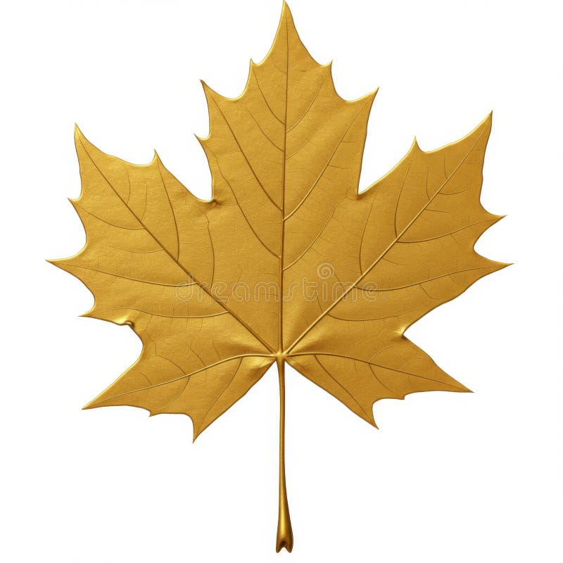 Golden Maple Leaf on White Background Stock Illustration - Illustration ...