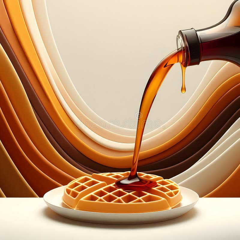 Golden Maple Syrup Pour with Breakfast Setting and Warm Tones Stock ...