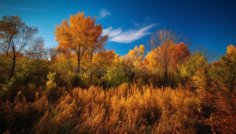 Golden Maple Tree Stands in Tranquil Meadow Generated by AI Stock ...