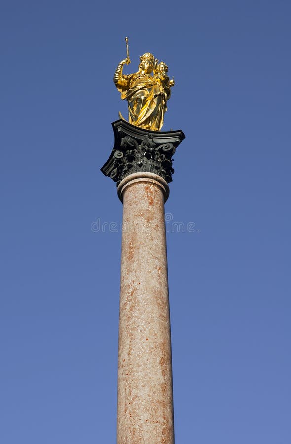 The Golden Maria in Munich in Bavaria Stock Image - Image of artful ...