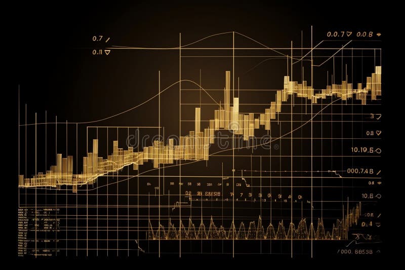 Golden Market Graph or Chart Illustration. Generative AI Stock ...