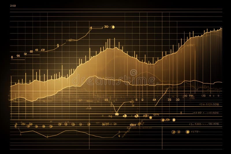 Golden Market Graph or Chart Illustration. Generative AI Stock ...