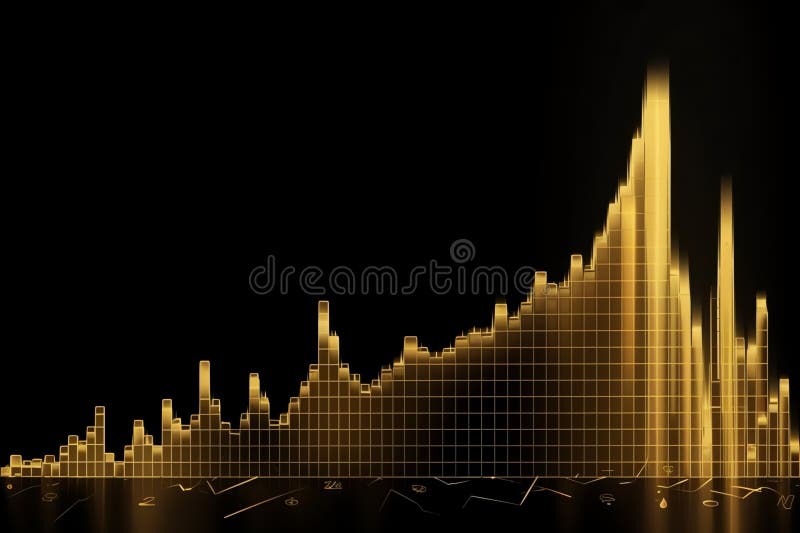 Golden Market Graph or Chart Illustration. Generative AI Stock ...