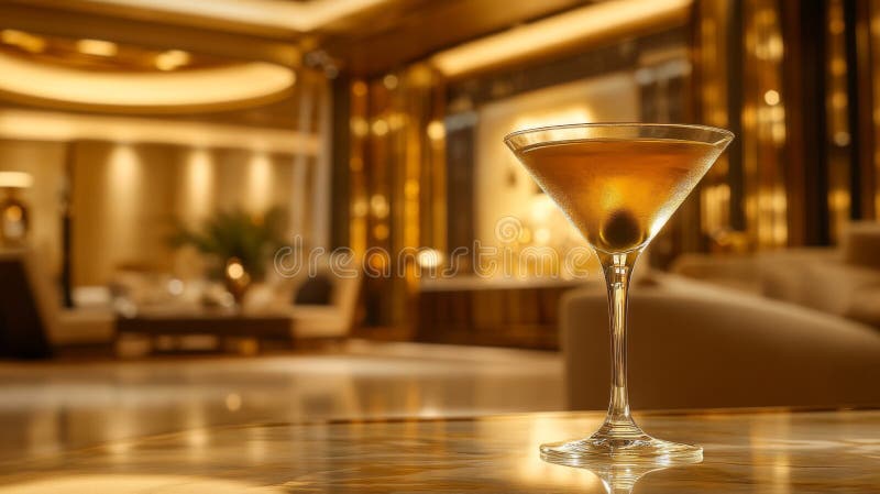 Golden Martini Cocktail in Luxurious Lounge Setting Stock Illustration ...