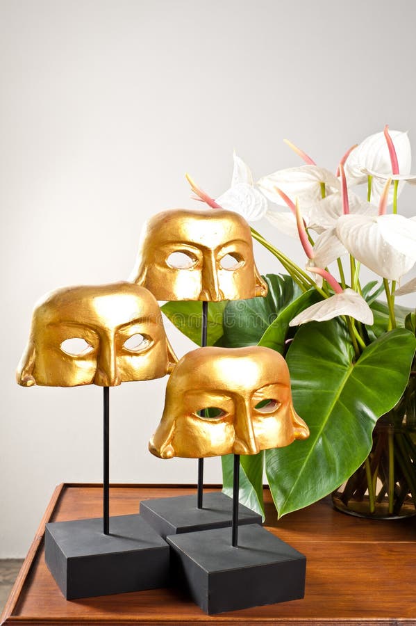 Golden masks stock image. Image of light, lifestyle, designer - 29810395