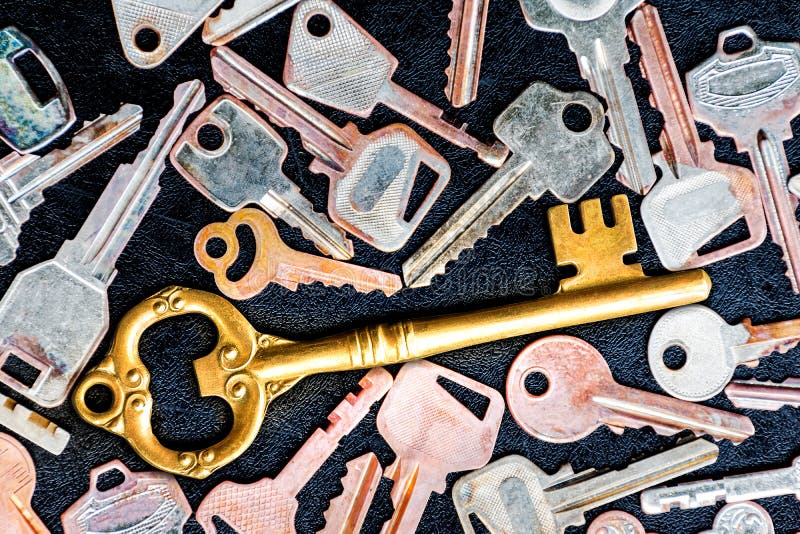 Many Old Keys on Red Background Stock Image - Image of unknown ...