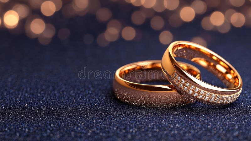 Golden Matrimony: a Banner of Two Wedding Rings on a Bokeh Background ...