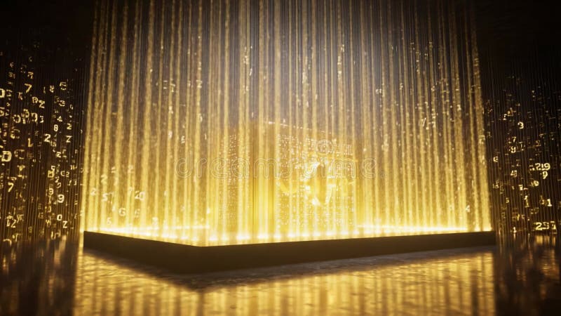 Golden Matrix Data Processing Downloading into a Quantum Computer Cpu Stock Footage - Video of ...