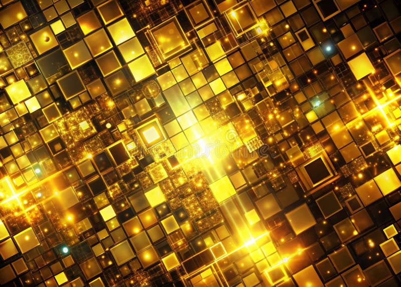 Golden Matrix Loop a Mesmerizing Abstract Visual of Blinking Square ...