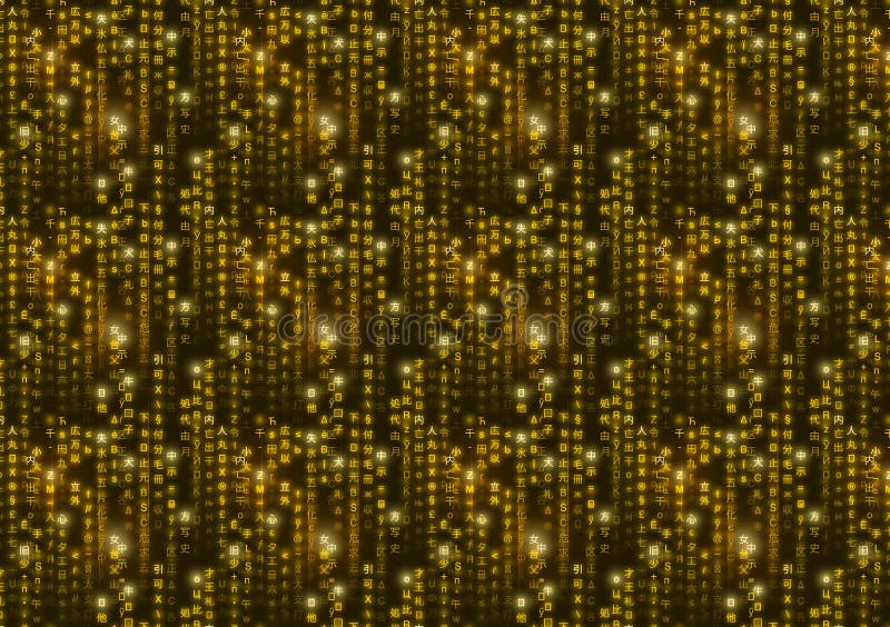 Golden Matrix Symbols, Digital Binary Code on Black Background A4 Size ... Golden Matrix Symbols, Digital Binary Code on Black Background A4 Size ...