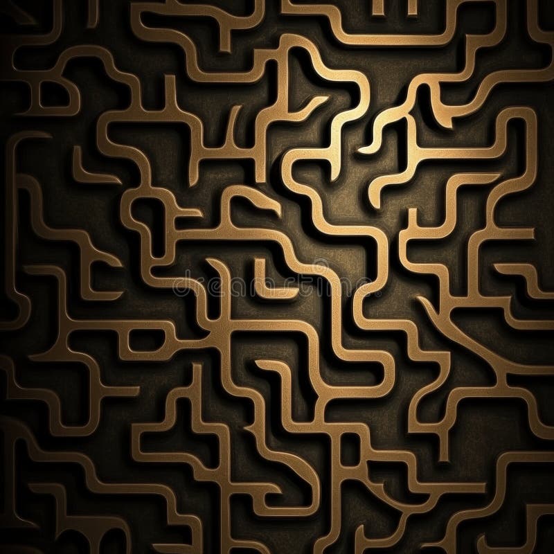 Golden Maze Intricate Pattern Texture Stock Illustration - Illustration ...
