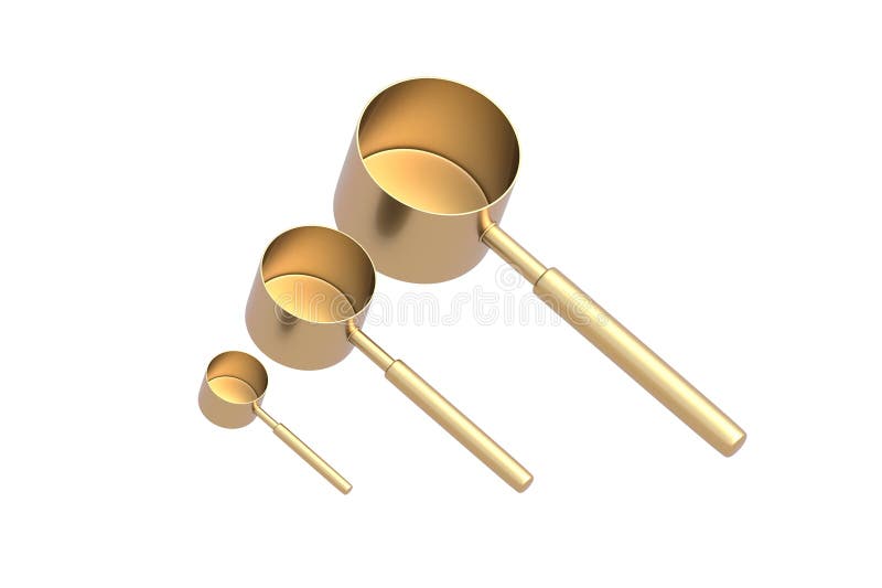Golden Measuring Spoons Isolated on White Background. Kitchen ...
