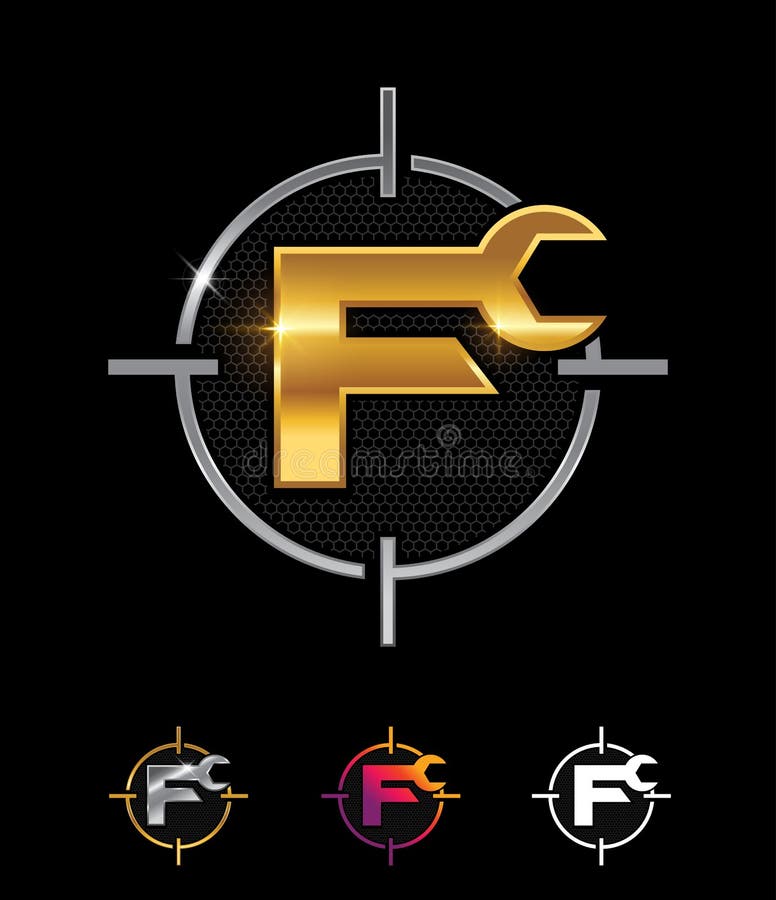 Golden Mechanic Logo Initial Letter F Stock Vector - Illustration of ...