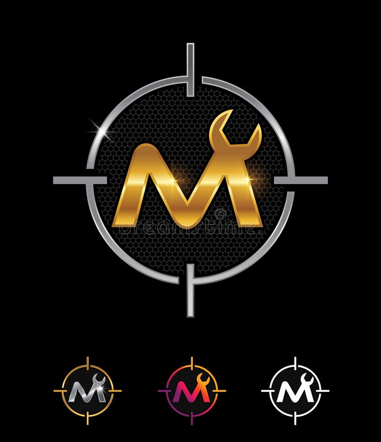 Golden Mechanic Monogram Logo Letter M Stock Vector - Illustration of ...