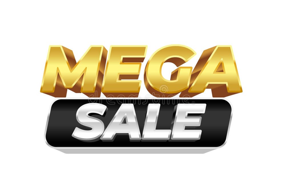 Golden Mega Sale Sign Vector Text Label Graphic Element Stock Vector ...
