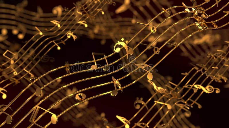 Golden Melodic Music Notes Visual Stock Video - Video of rhythm, notes ...