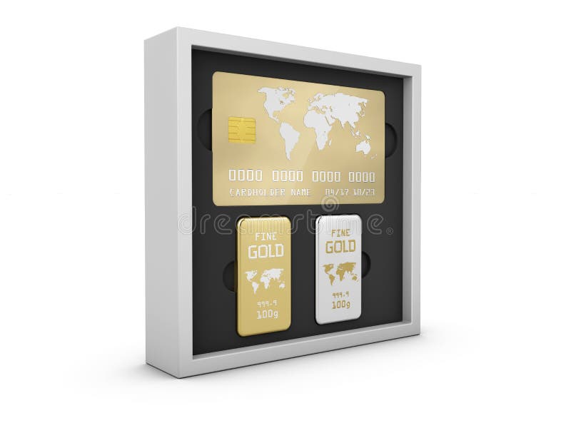 Golden Member Card with Golden Bars in the Box, 3d Illustration Stock ...