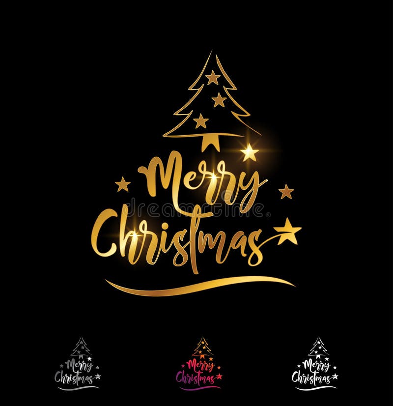 Golden Merry Christmas Text with Deer Antler Stock Vector ...