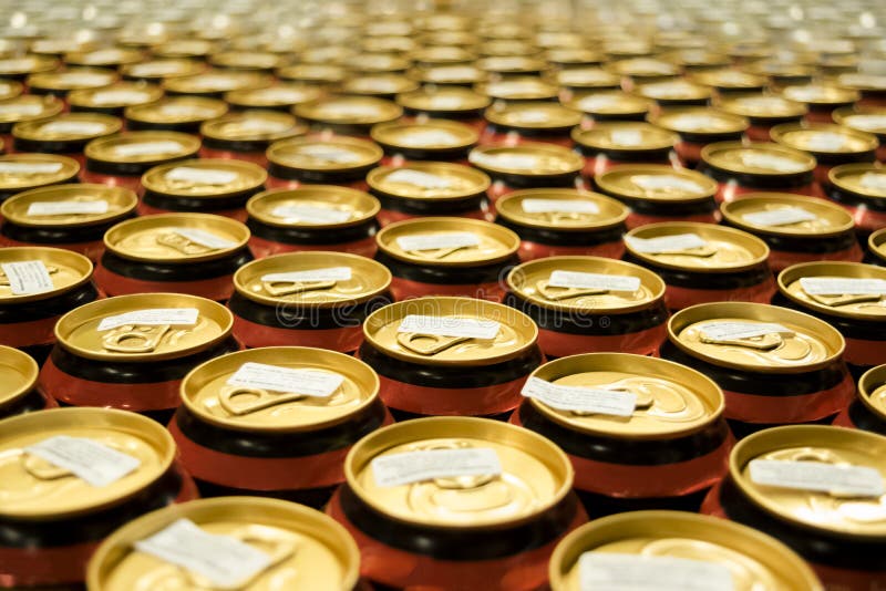 Golden Metal Beer Cans Background Stock Photo - Image of golden ...