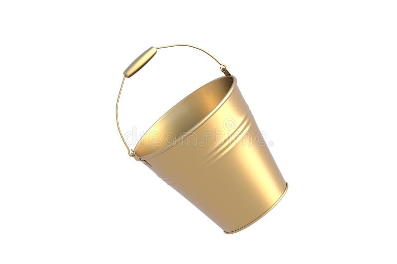 Golden Metal Bucket Isolated on White Background Stock Illustration ...