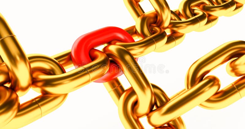Golden Metal Chain Links Isolated on White Background. Golden Chain ...